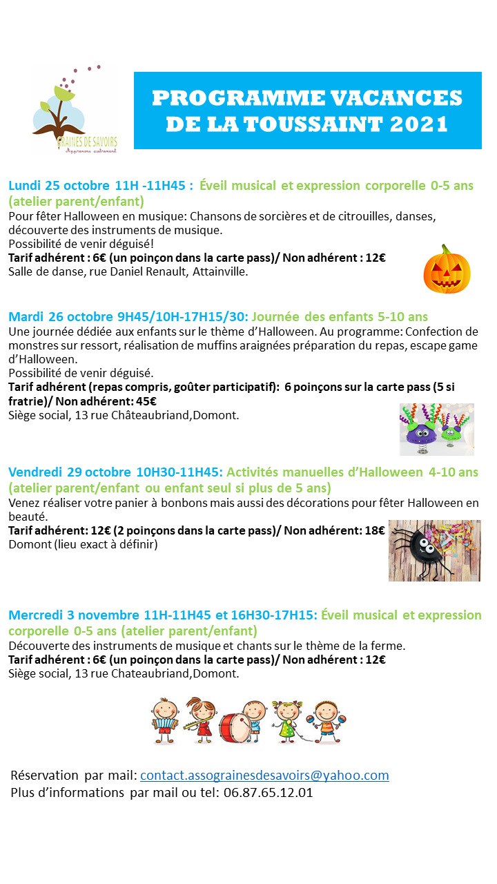 Programme vacances de la Toussaint – Graines de Savoirs