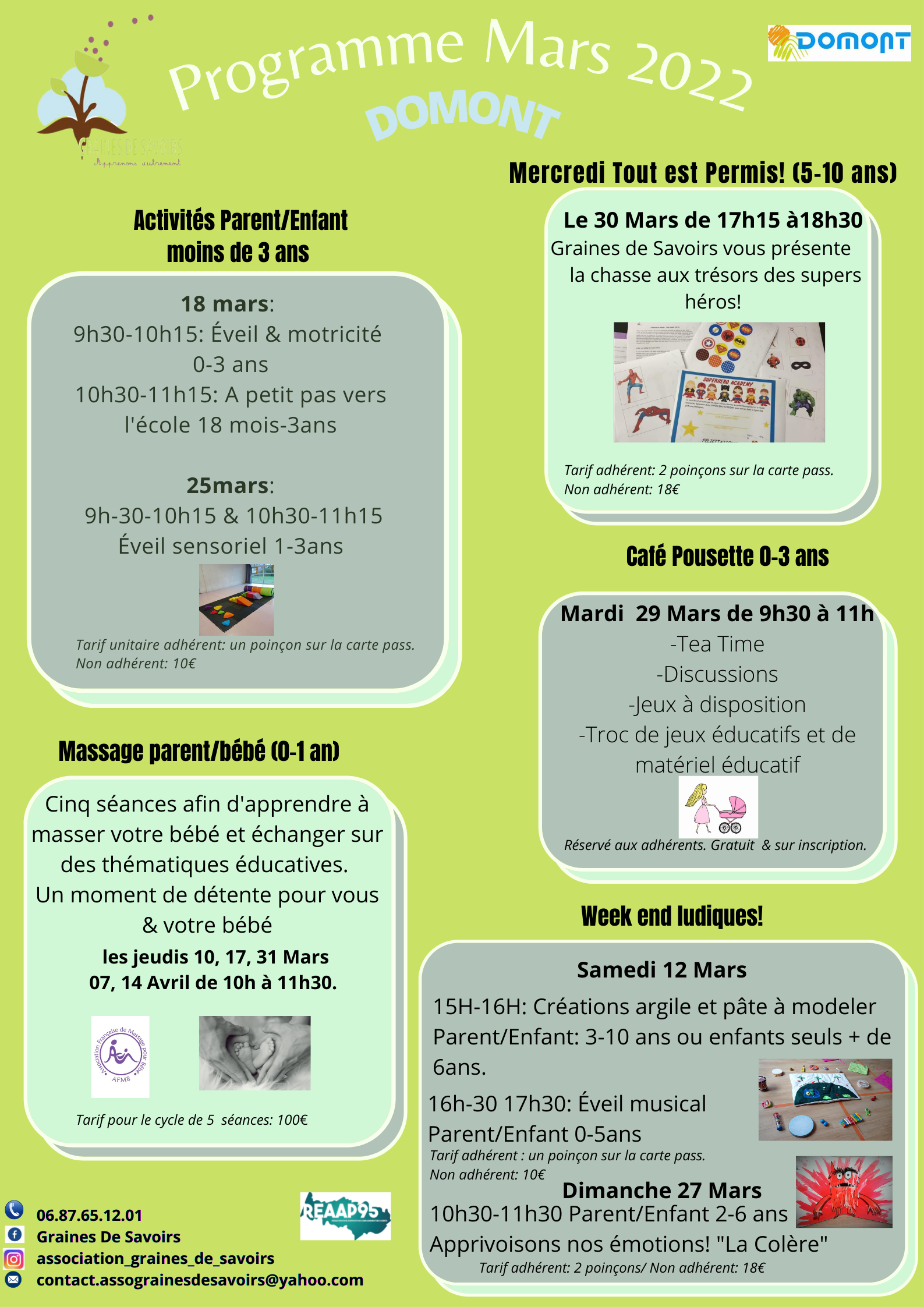Programme de mars – Graines de Savoirs
