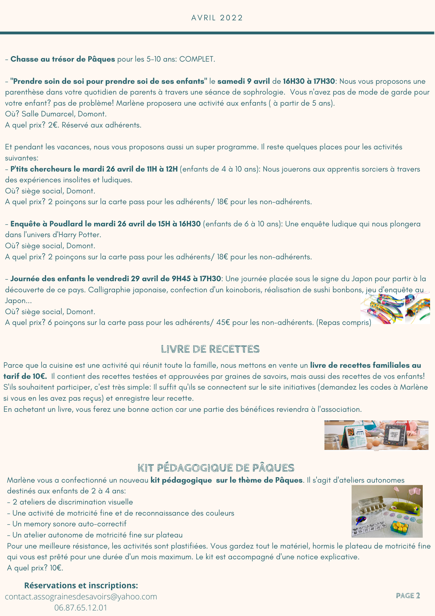 Newsletter avril – Graines de Savoirs