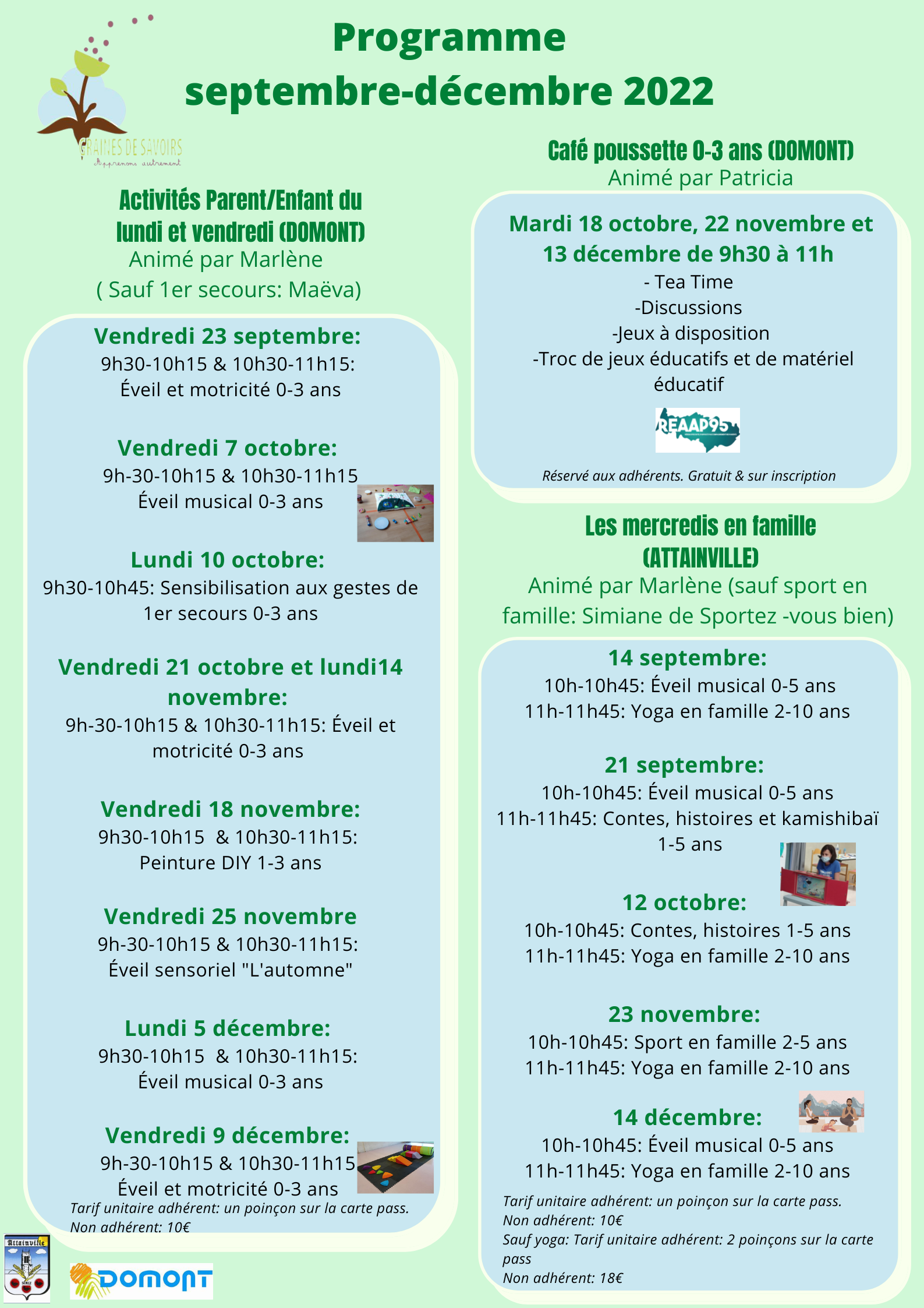 Programme septembre/ décembre – Graines de Savoirs