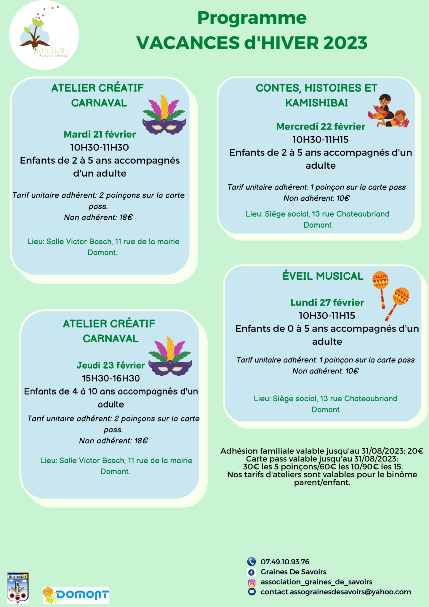 Programme vacances d’hiver – Graines de Savoirs