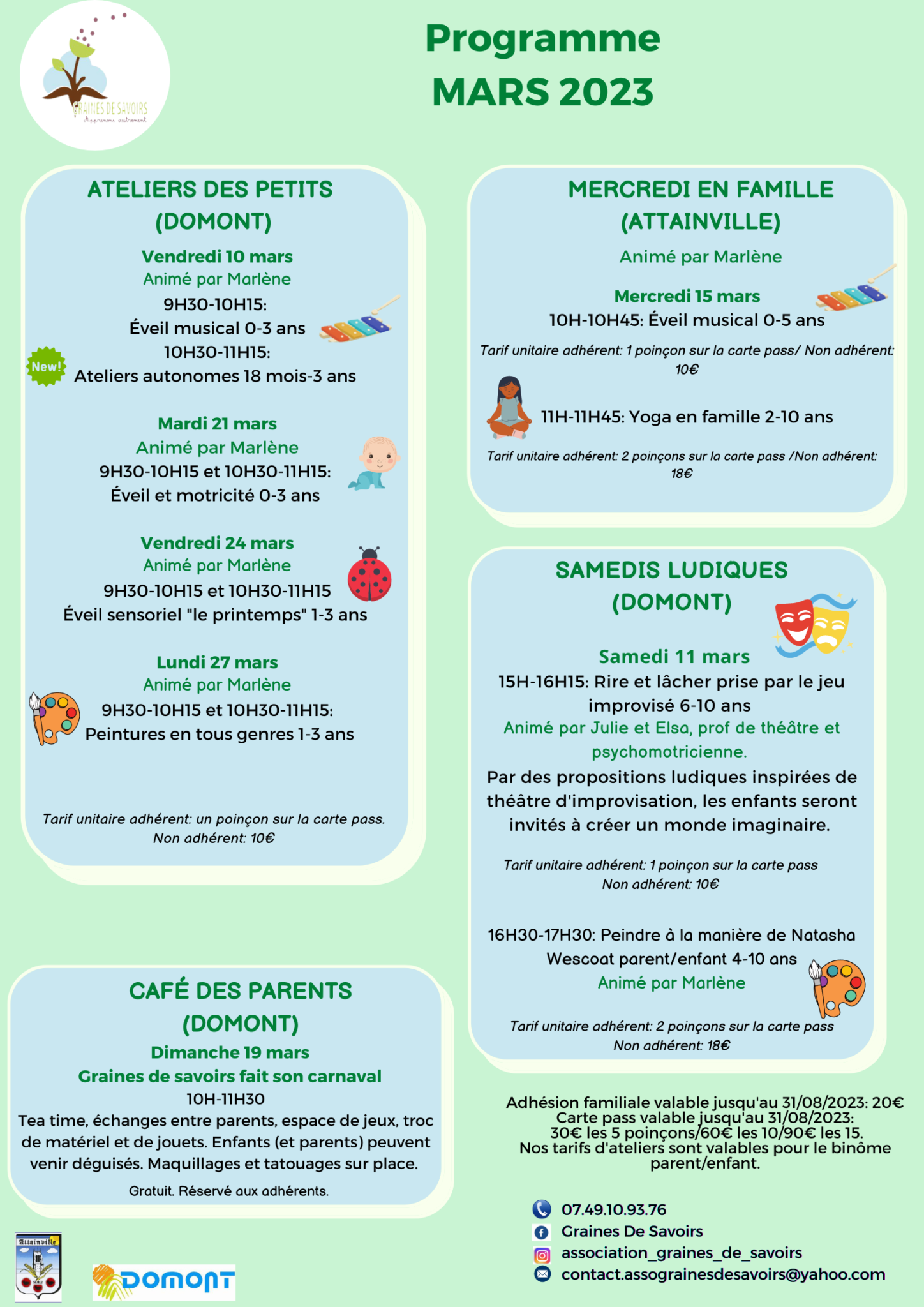 Programme mars/avril – Graines de Savoirs