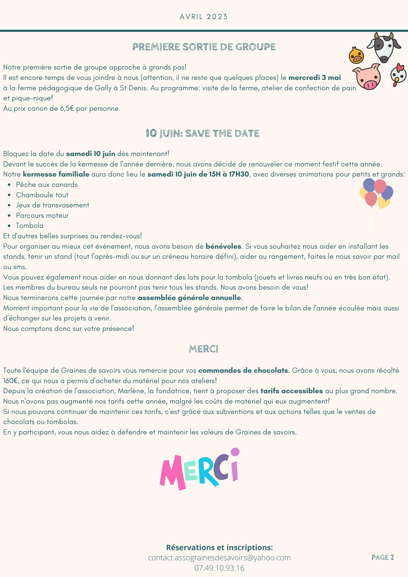 Newsletter avril – Graines de Savoirs